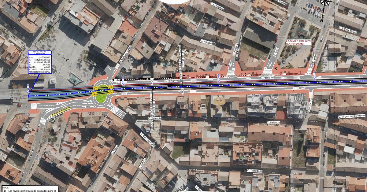 Mapa del trazado definitivo de la ampliación Sur del Metro de Granada ...
